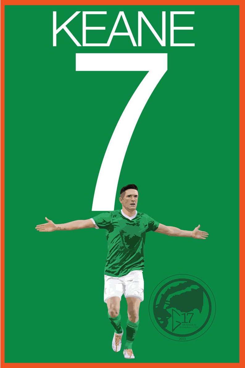 Robbie Keane Ireland Poster Irish Soccer Poster Ireland | Etsy