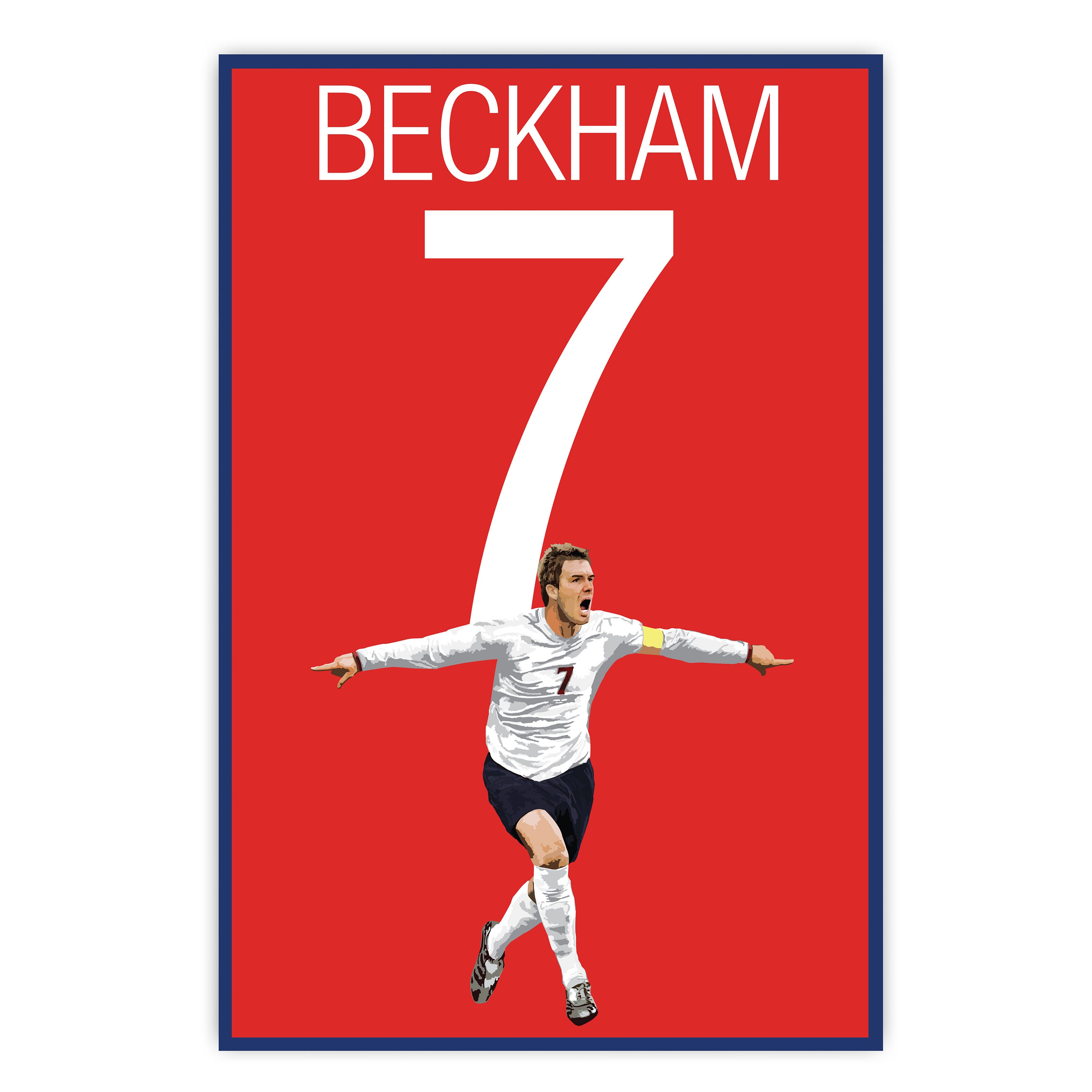 David Beckham Print - England Soccer Poster - Soccer Art - Unframed ...
