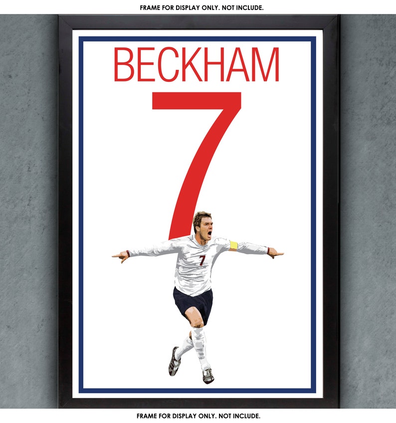 David Beckham Print - England Soccer Poster - Soccer Art - Unframed ...