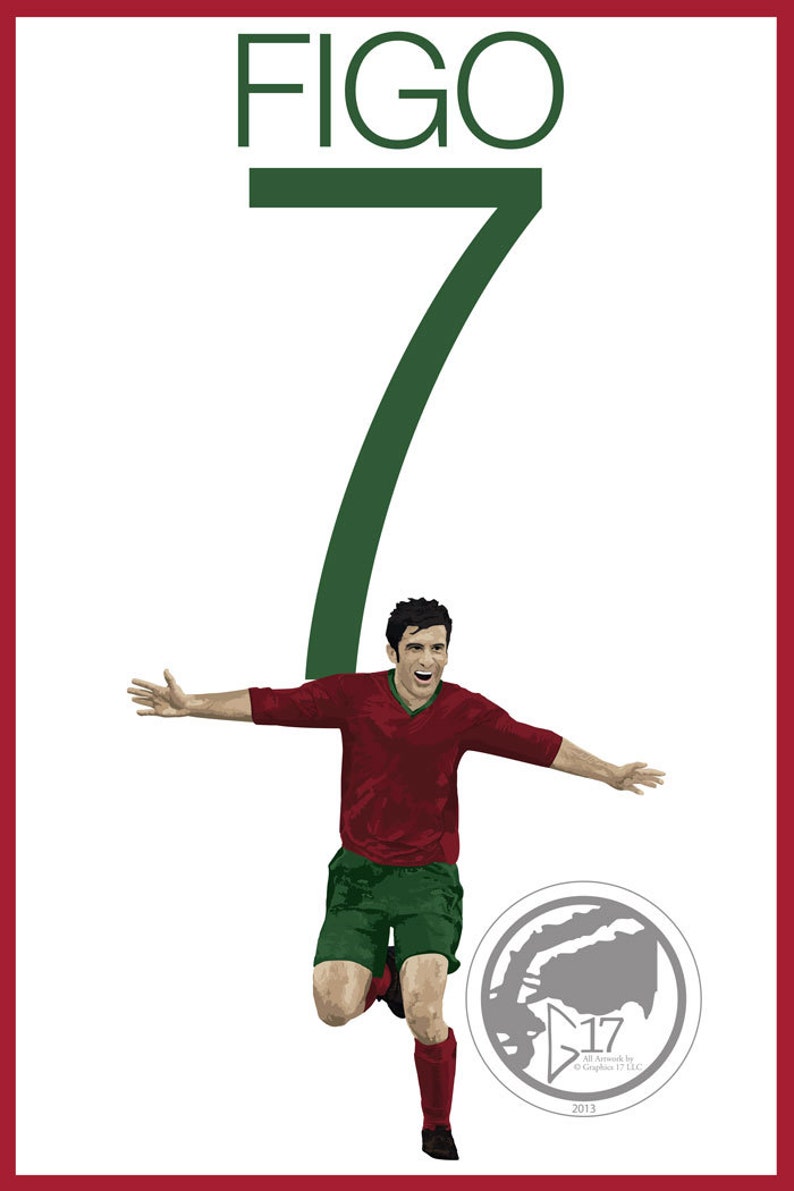Luis Figo Art Poster Portugal Portugal Soccer Poster Figo | Etsy