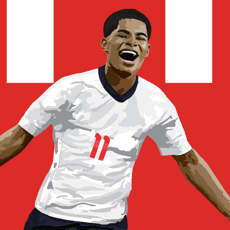 Marcus Rashford Poster - Three Lions Art Print - Unframed Football ...