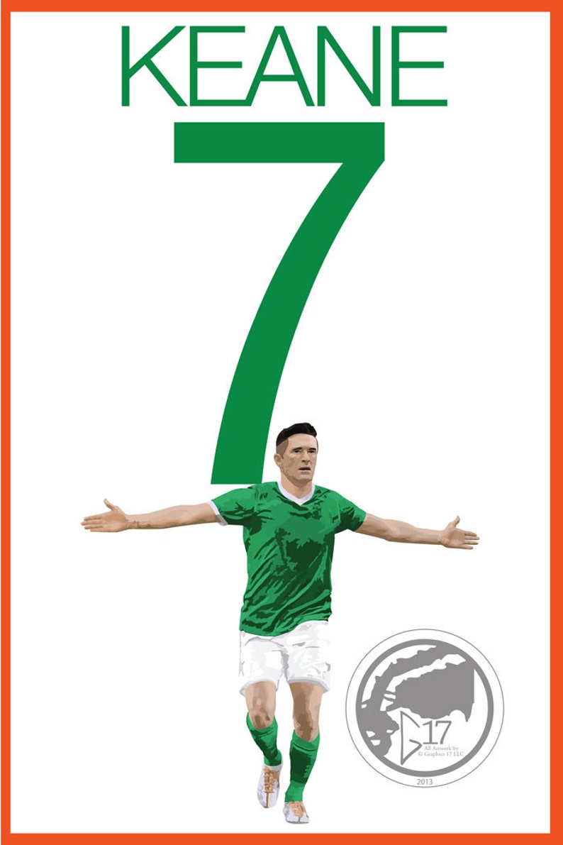Robbie Keane Ireland Poster Irish Soccer Poster Ireland | Etsy