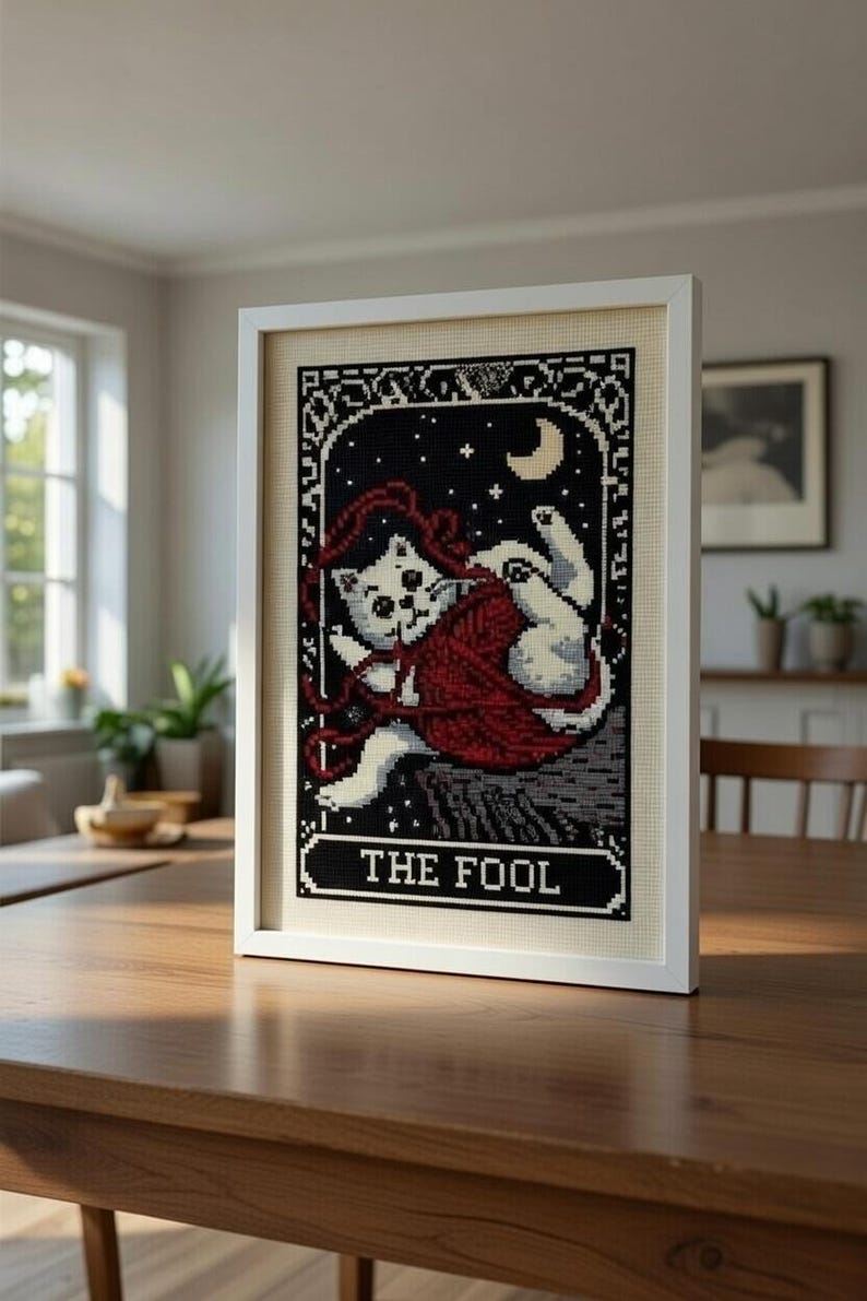 Gothic Cat Tarot Cross Stitch Pattern – the Fool – Symbolic Witchy ...