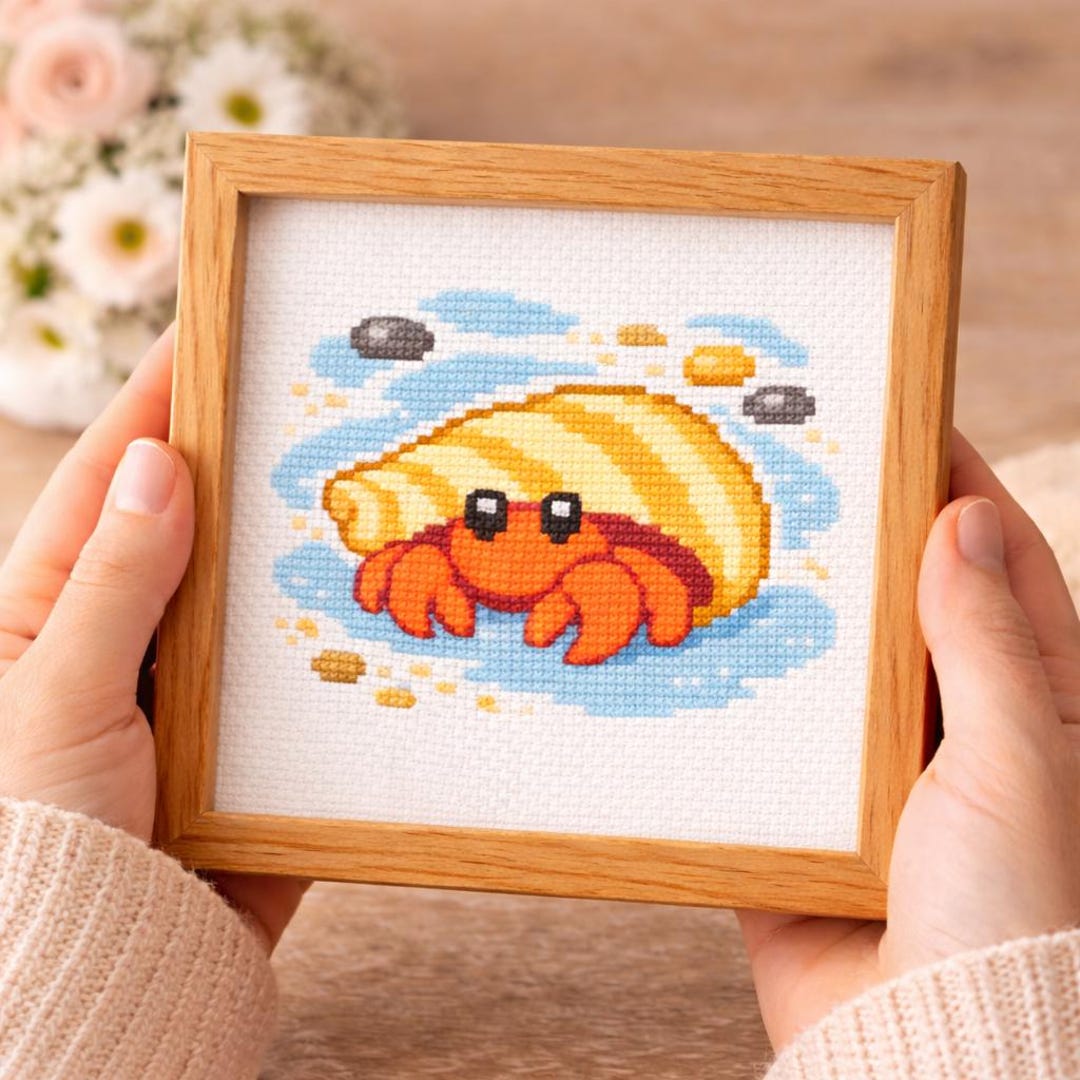 Hermit Crab Needlepoint Chart PDF, Crab Needlepoint Pattern, Cute ...