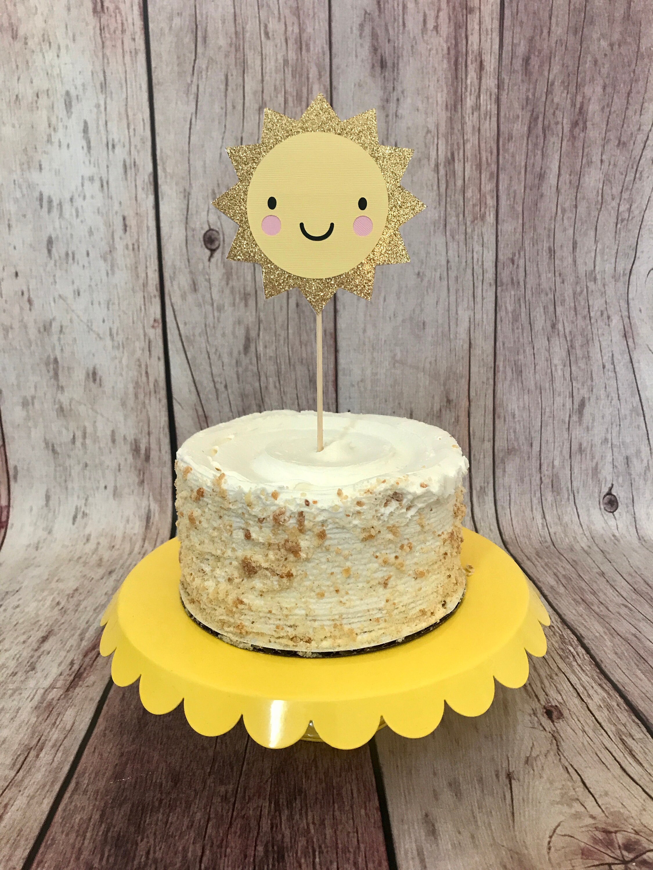 Sun Cake Topper Sunshine Theme Party Yellow and Gold | Etsy