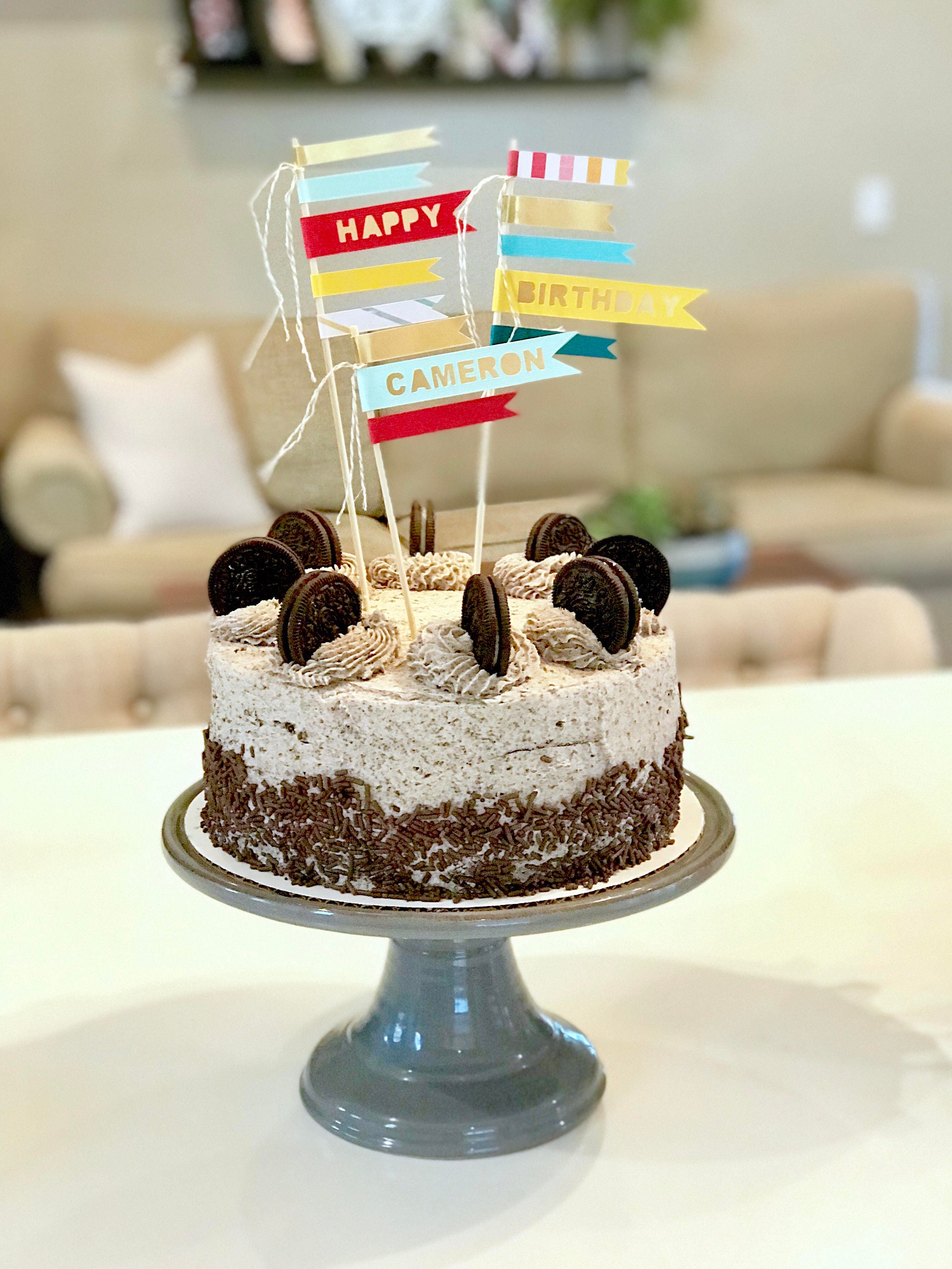 Birthday Cake Flags Birthday Cake Topper Happy Birthday | Etsy