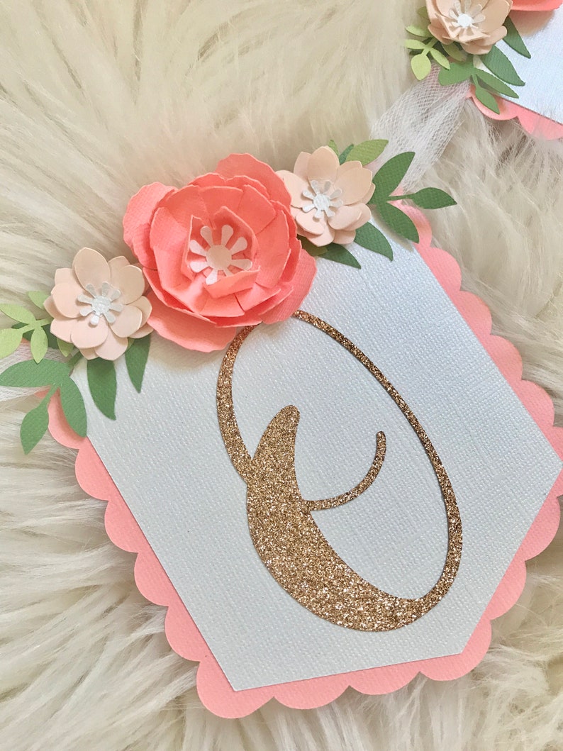 One Coral Floral Banner Bohemian Theme Birthday Decorations | Etsy