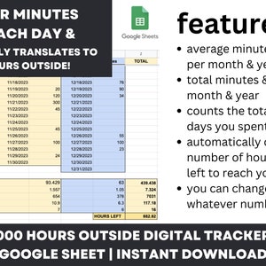 1000 Hours Google Sheet Tracker, Instant Download, 1000 Hours Outside ...