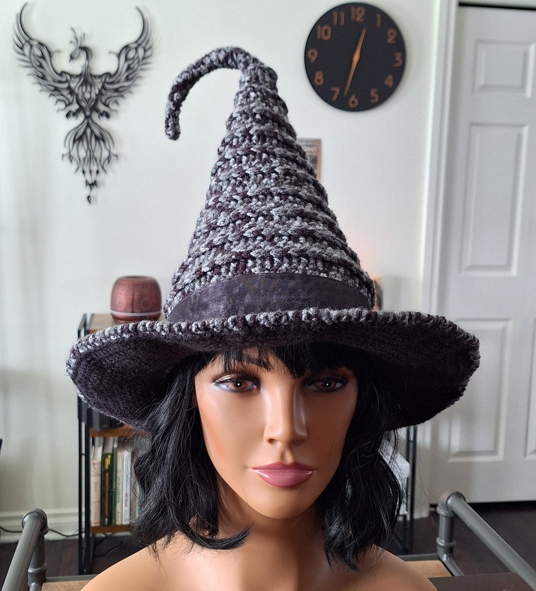 Witches Hat, Warlock Hat, Crooked Witch Hat - Halloween Hat - Crocheted ...