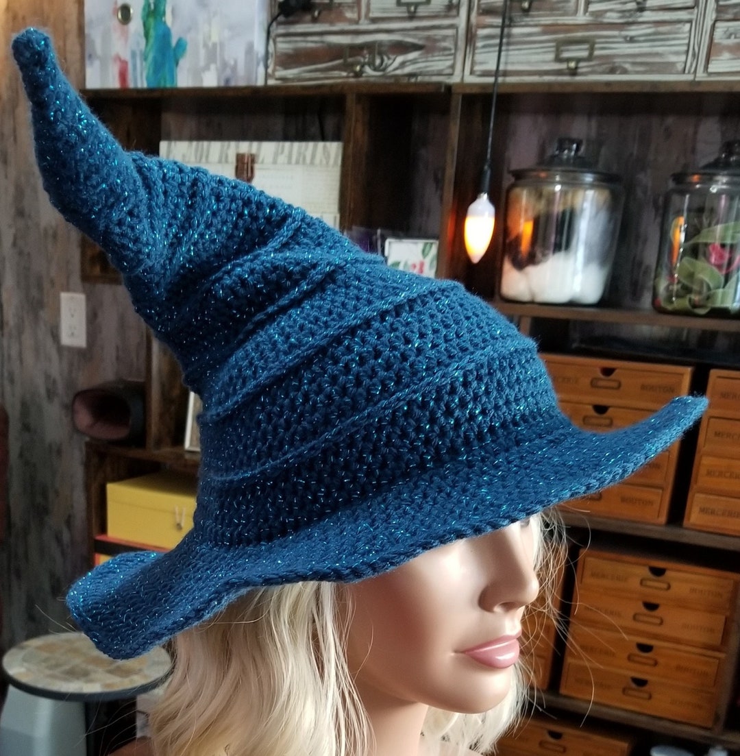 Crocheted Witch Hat: Adult Halloween Costume With Metallic Bling - Etsy