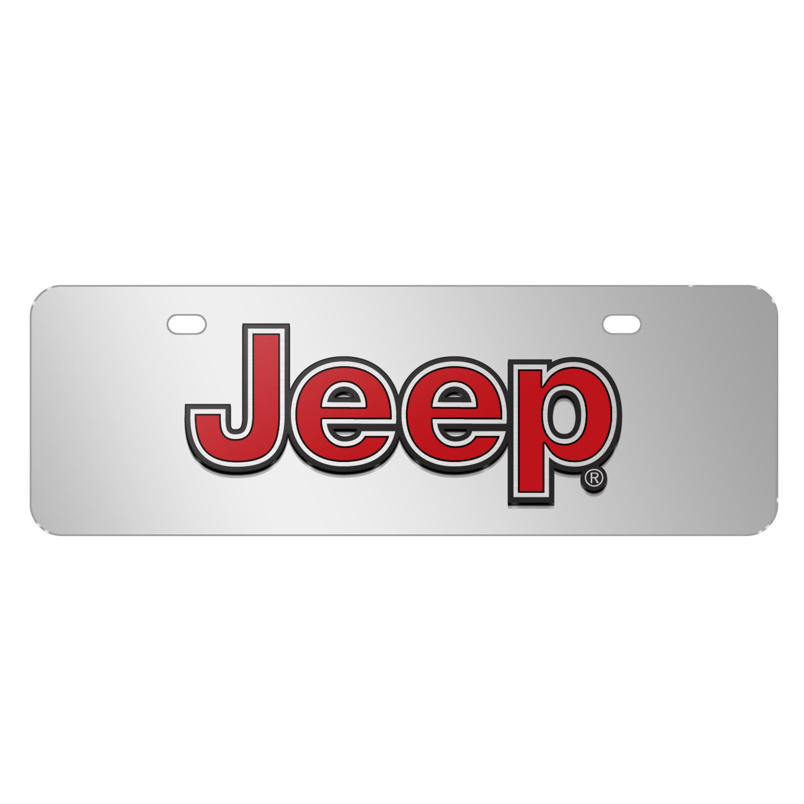 Jeep in Red 3D Logo on Chrome 12x4 Half-Size | Etsy