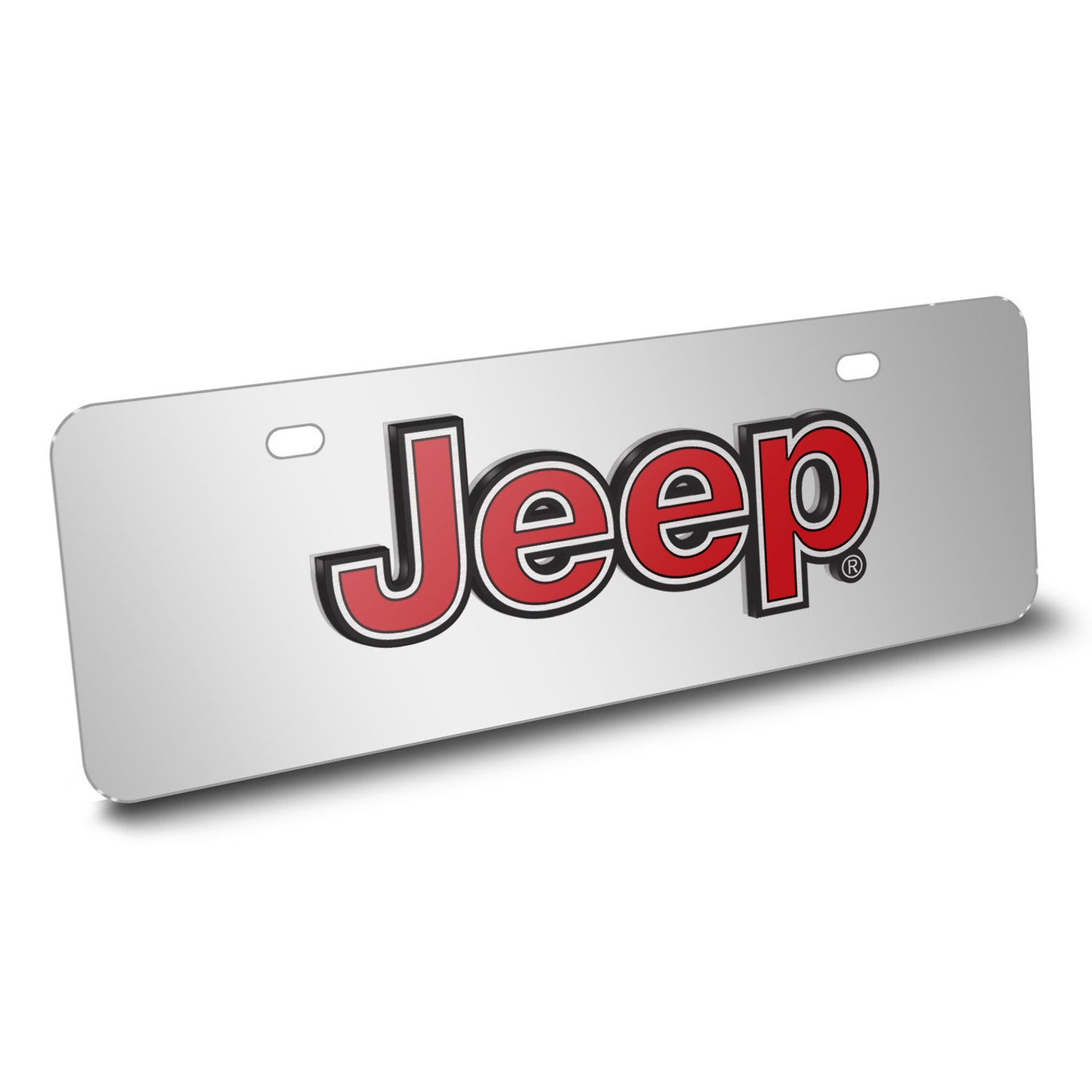 Jeep in Red 3D Logo on Chrome 12x4 Half-Size | Etsy
