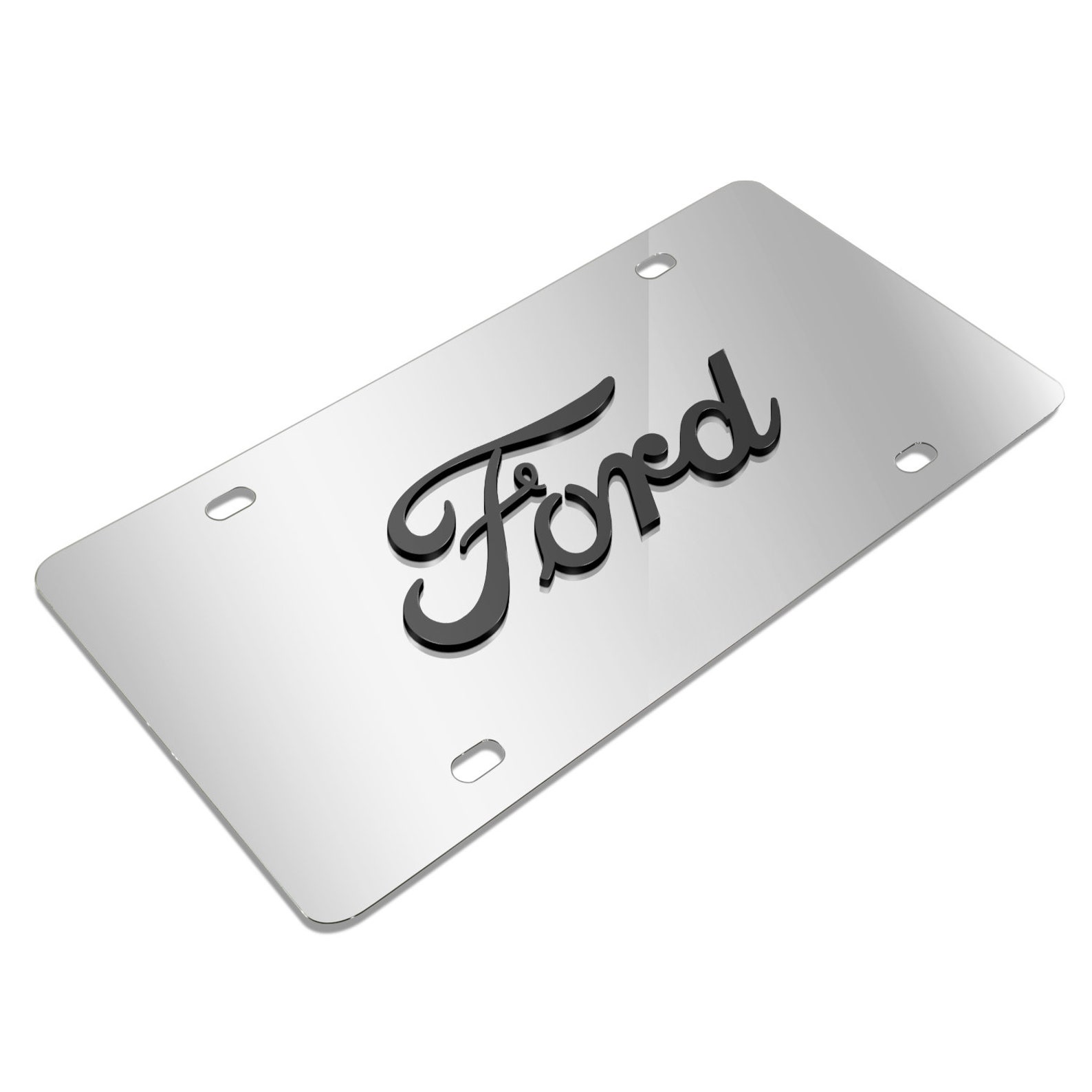 Ford 3D Script Logo in Black on Mirror Chrome Stainless Steel | Etsy