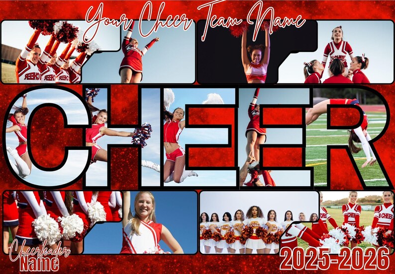 Cheerleading Photo Collage Template: Senior Night Gift (11x8.5 Digital ...