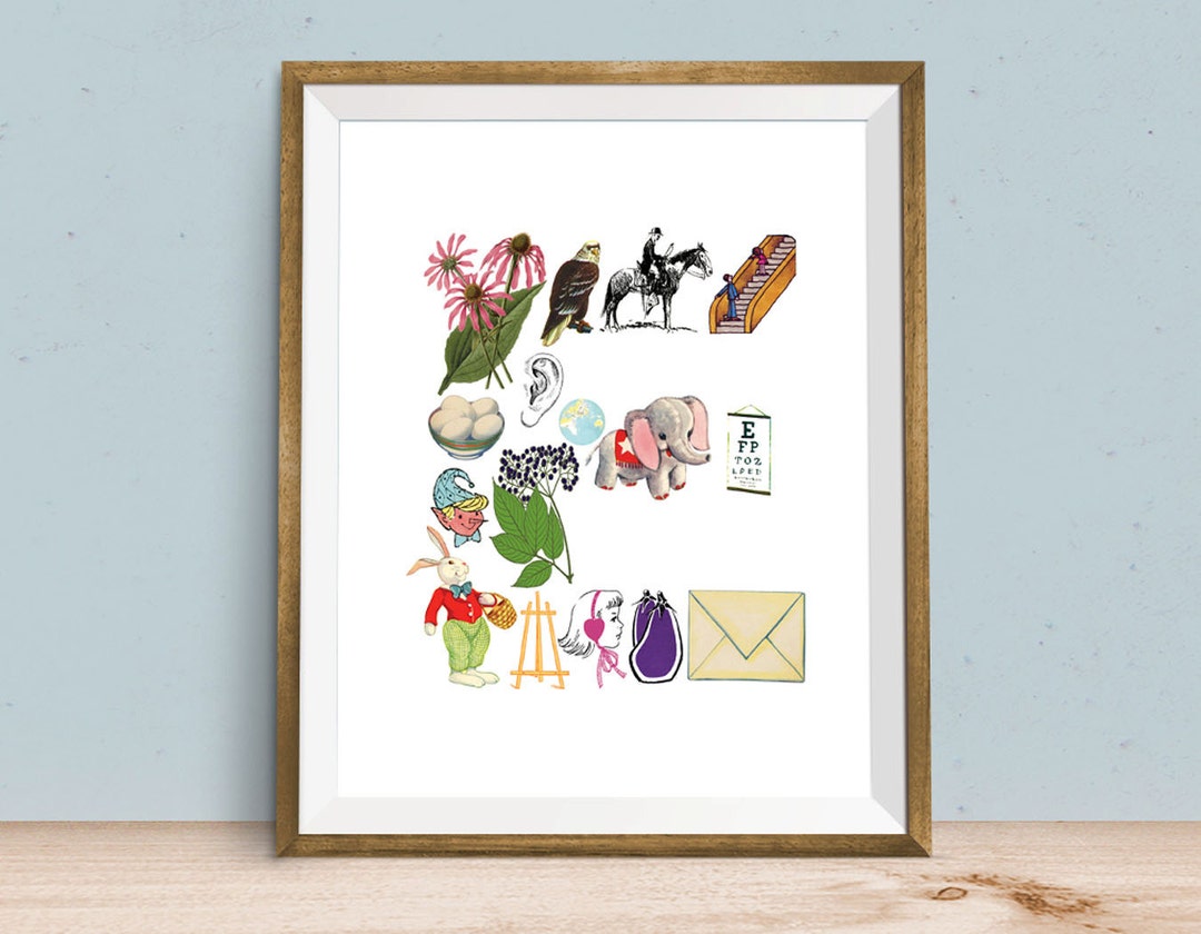 Letter E, ABC Printable, Alphabet Children's Art, Digital Typography ...