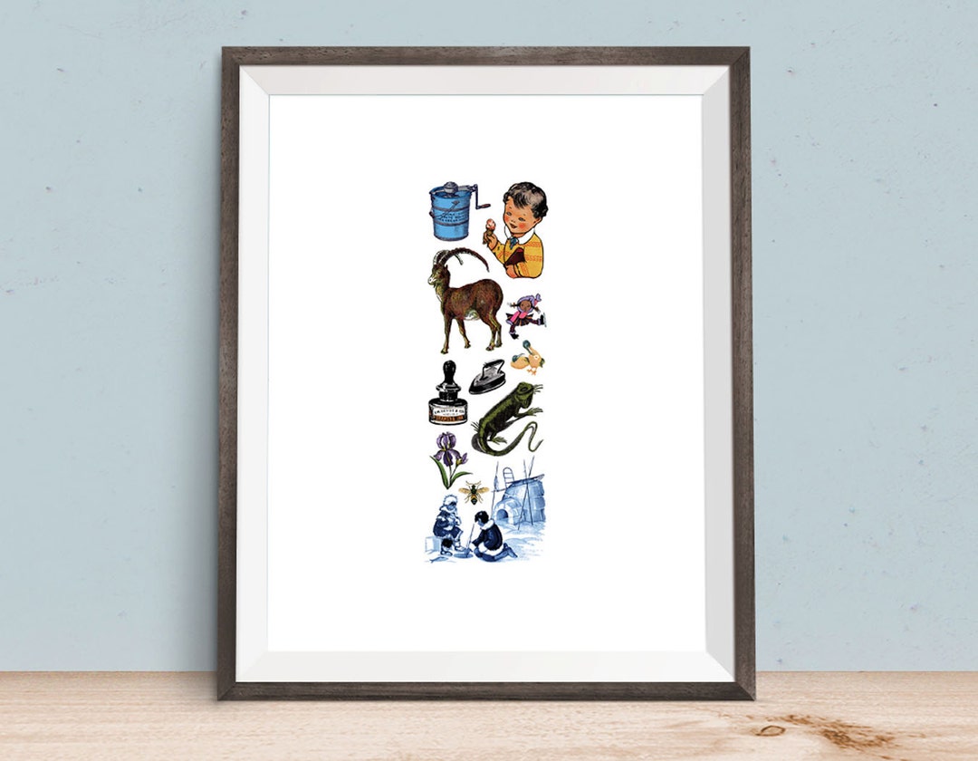 Letter I, ABC Print, Alphabet Modern Nursery, Baby Girl Wall Decor ...