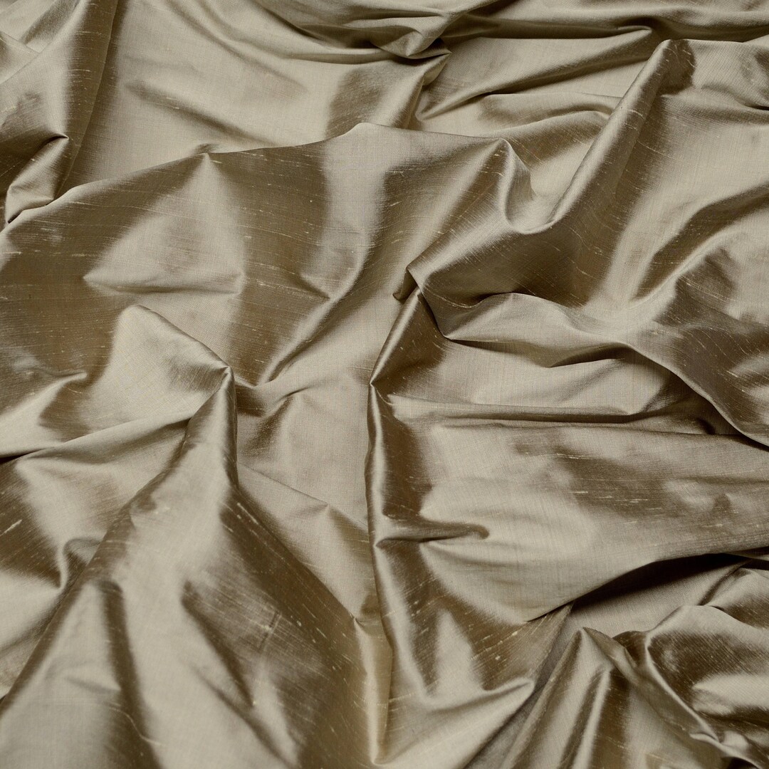 Iridescent Granite Gray Shantung Silk, 100% Silk Fabric, 54" Wide, by ...