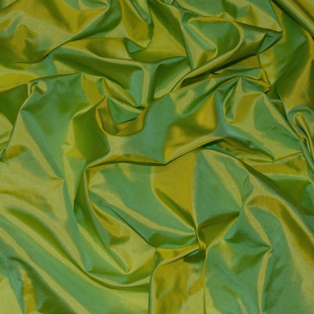 Yellow & Green Tissue Taffeta Silk 100% Silk Fabric by the - Etsy
