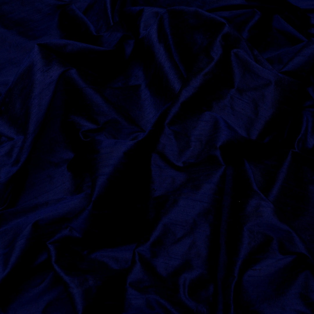 Iridescent Midnight Blue Dupioni Silk, 100% Silk Fabric, 44" Wide by ...