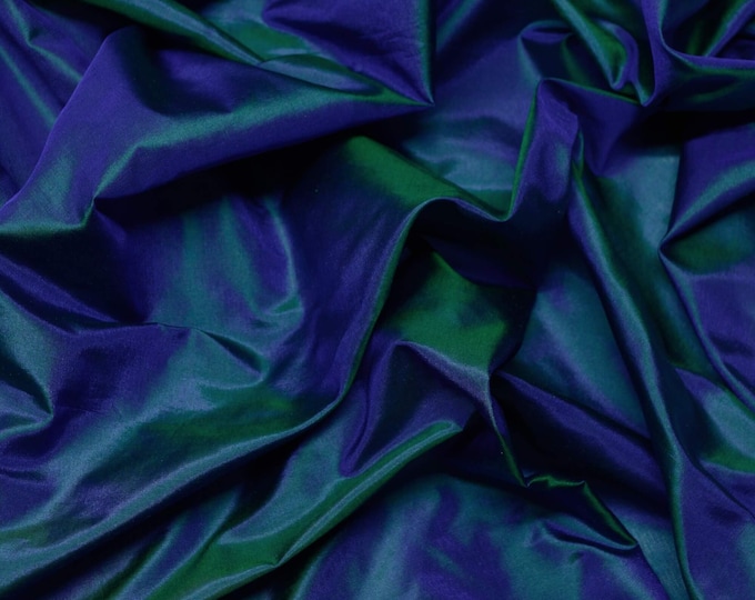 Deep Green & Blue Tissue Taffeta Silk, 100% Silk Fabric, 44" Wide, by ...