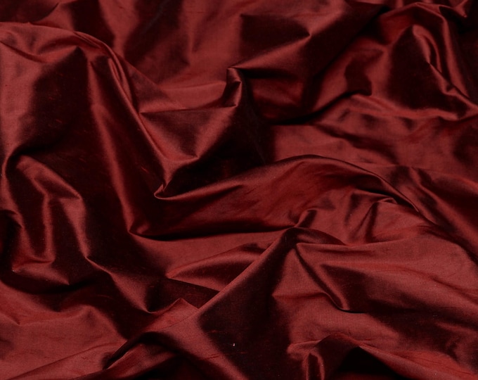 Iridescent Burgundy Red Shantung Silk, 100% Silk Fabric, 54" Wide, by ...