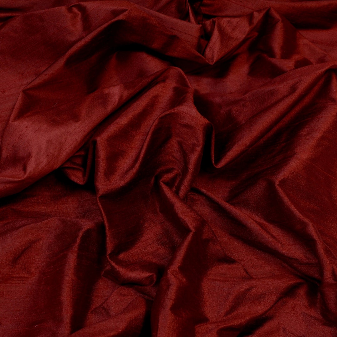 Wine Red Dupioni Silk, 100% Silk Fabric, 44" Wide or 54" Wide, by the ...