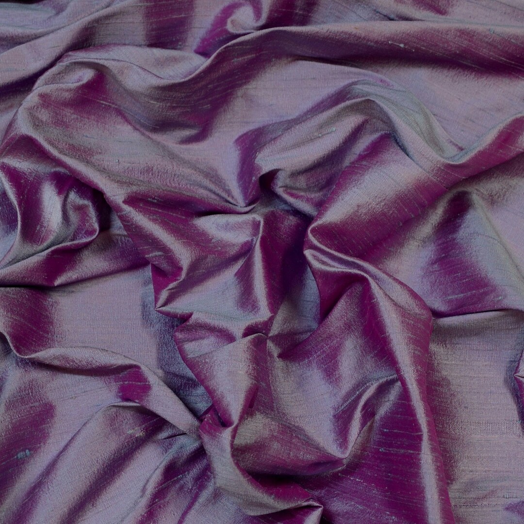 Iridescent Lavender Dupioni Silk, 100% Silk Fabric, 44