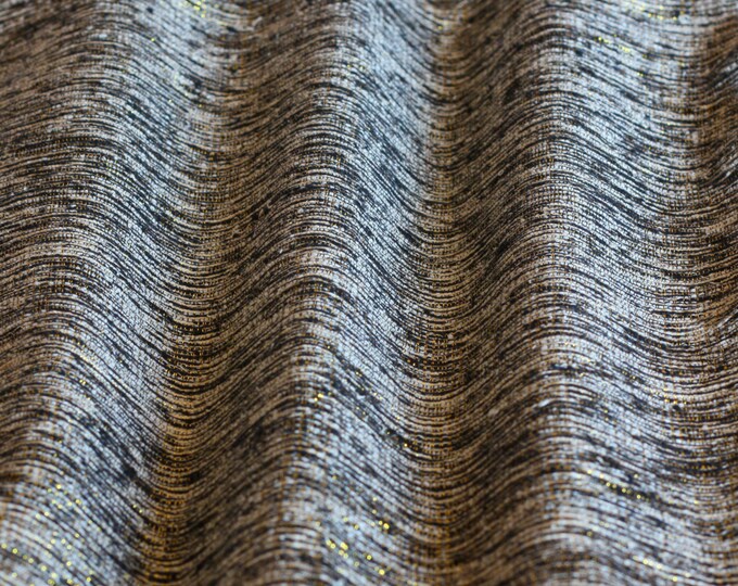 Black Raw Tassah Silk / Gold Metallic Woven Stripe Fabric, 54 Wide, by ...