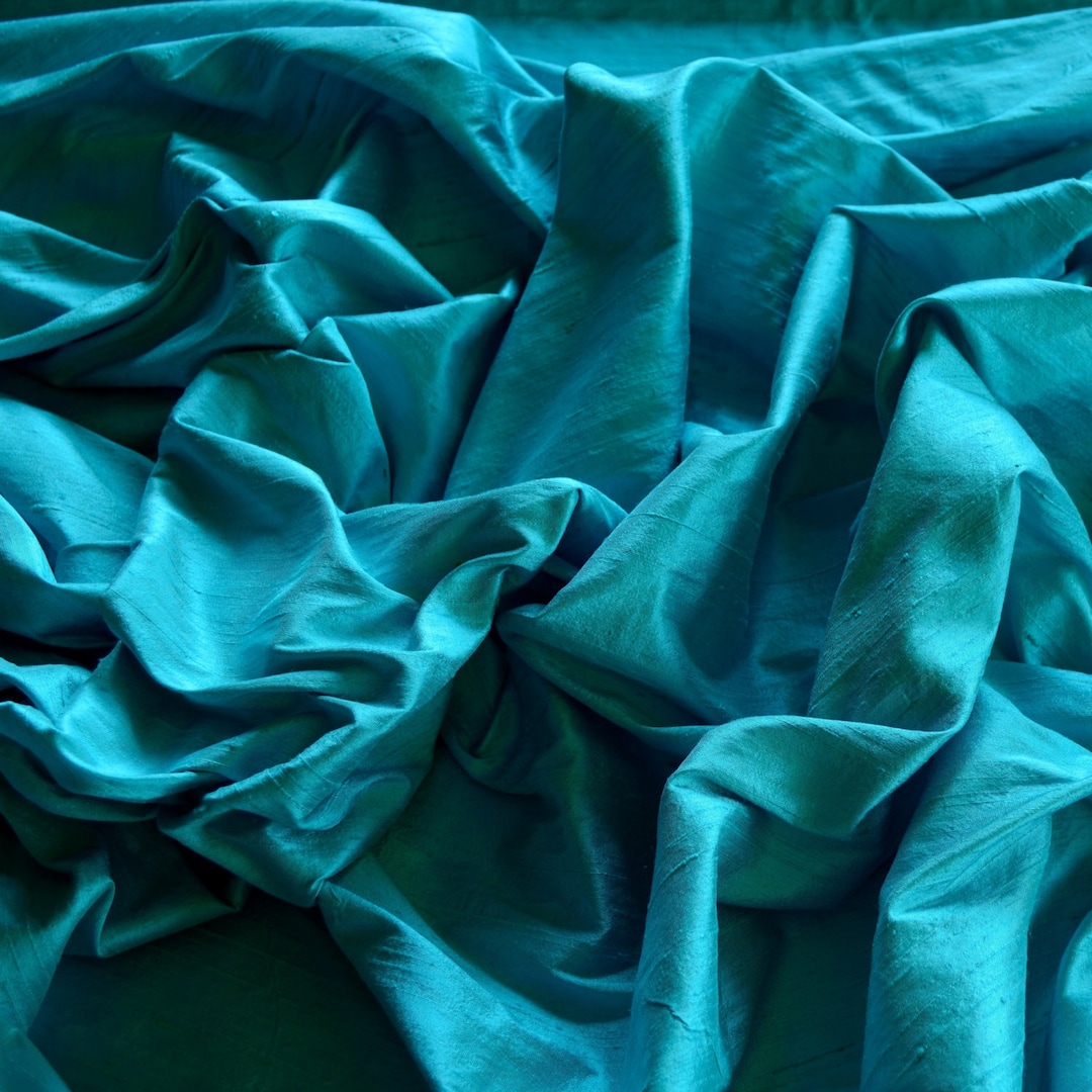 Seda Dupioni azul turquesa, tela 100% seda, 54 de ancho, pieza de 0,30 ...
