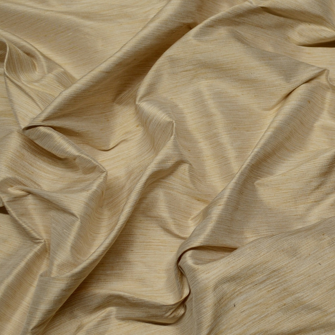 Cream/gold Tie-dye Stripes Shantung Dupioni 100% Silk Fabric, 54" Wide ...