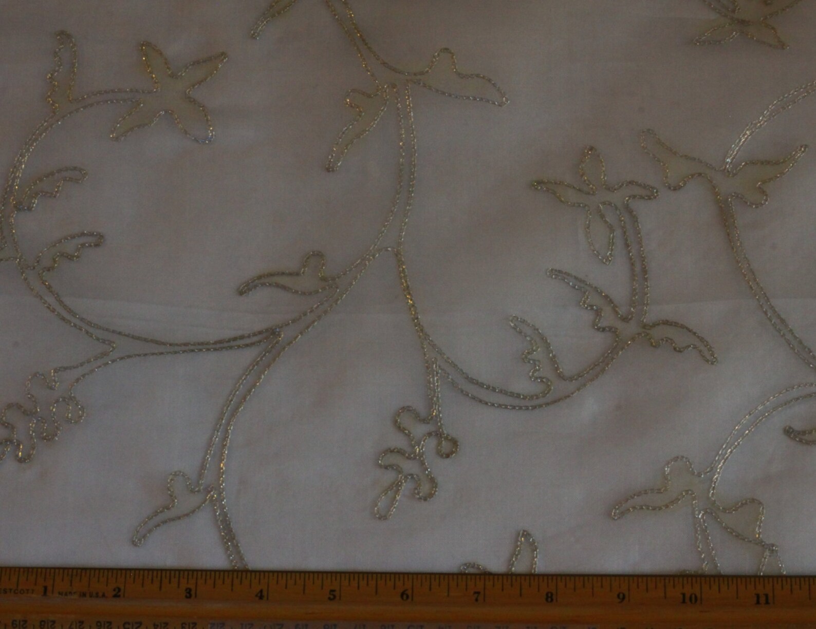 Silver Metallic Embroidery on White 100% Silk Organza Fabric - Etsy