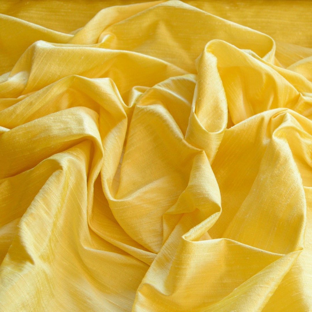 Iridescent Light Yellow Dupioni Silk, 100% Silk, 54" Wide, by the Yard ...