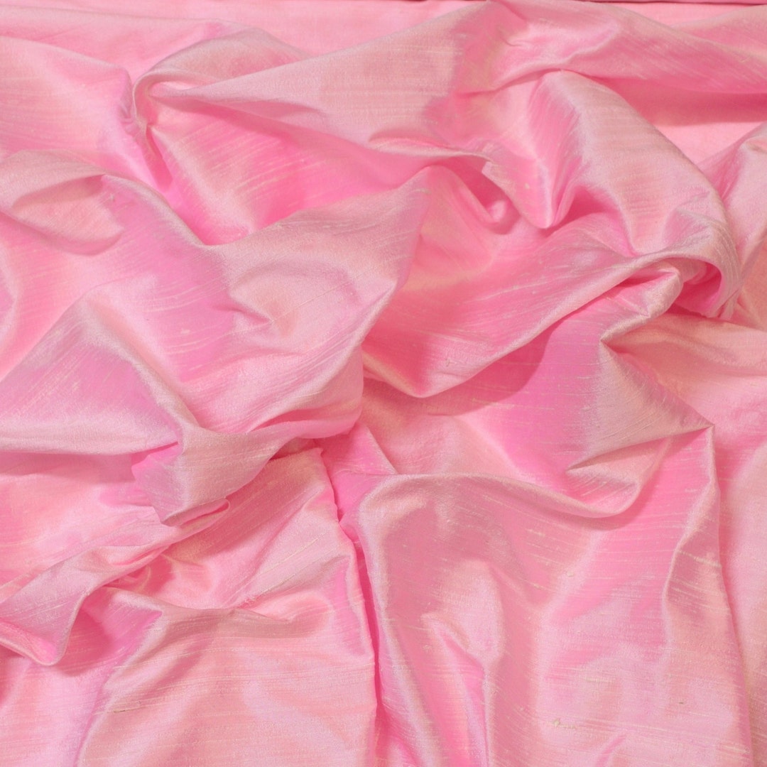 Iridescent Cotton Candy Pink Dupioni Silk, 100% Silk Fabric, 44" Wide ...