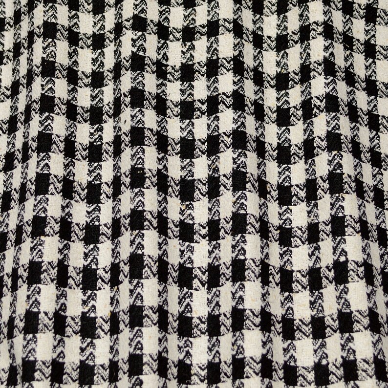 Black & White Checks Matka Silk 100% Raw Silk Fabric, 44" Wide, by the ...