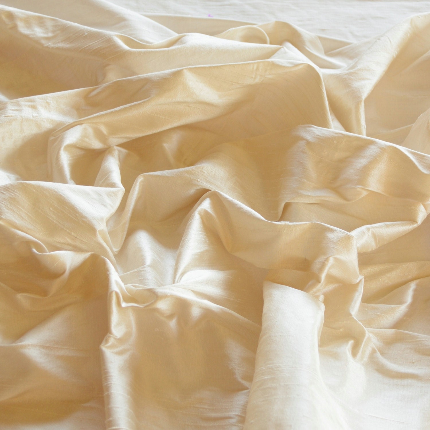 Champagne Dupioni Silk, 100% Silk Fabric, 44" Wide or 54" Wide, by the ...