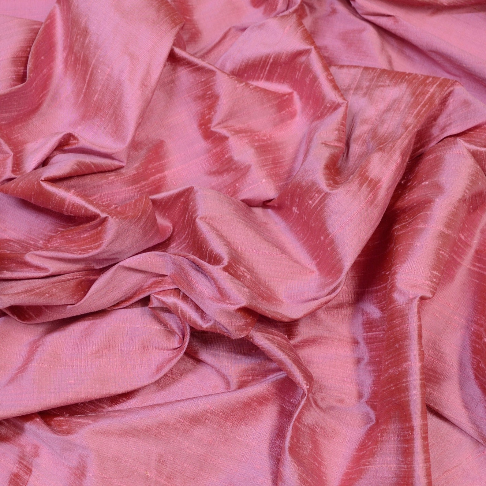 Iridescent Dark Pink Dupioni Silk, 100% Silk Fabric, 44" Wide, 0.70 ...