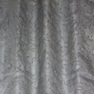 Gray Silk Organza Fabric W/ Embroidery & Beads 100% Silk Fabric, 44 ...