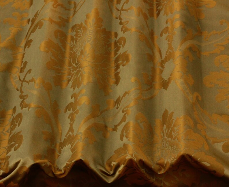 Camel/bronze Damask Jacquard 100% Silk Fabric 54 Wide | Etsy