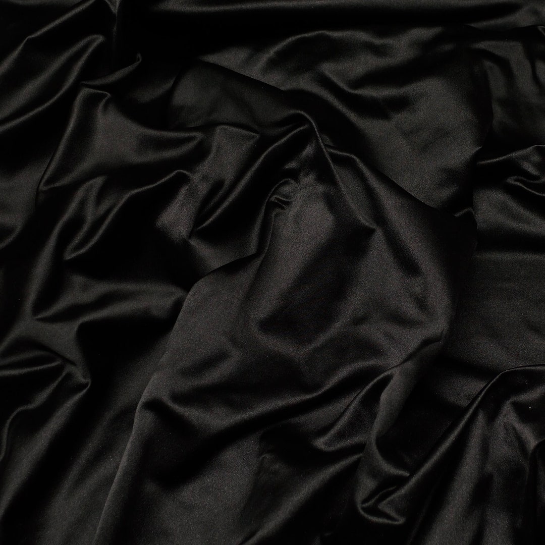 Black Duchess Silk Satin, 100% Silk Fabric by the Yard, 55" Wide (TS ...