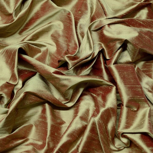 Iridescent Rust Dupioni Silk 100% Silk Fabric 44 Wide | Etsy