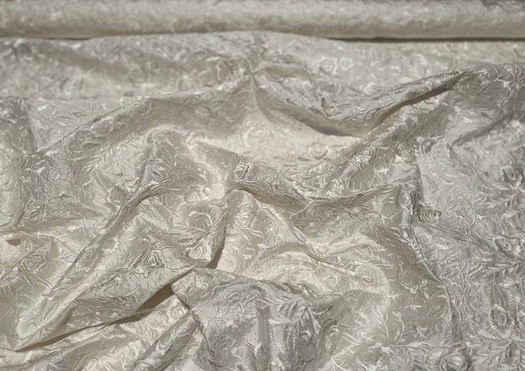 Ivory Shantung Dupioni Bridal Embroidery 100% Silk Fabric, 44" Wide, by ...