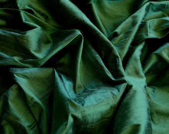 Forest Green Silk Fabric - Etsy