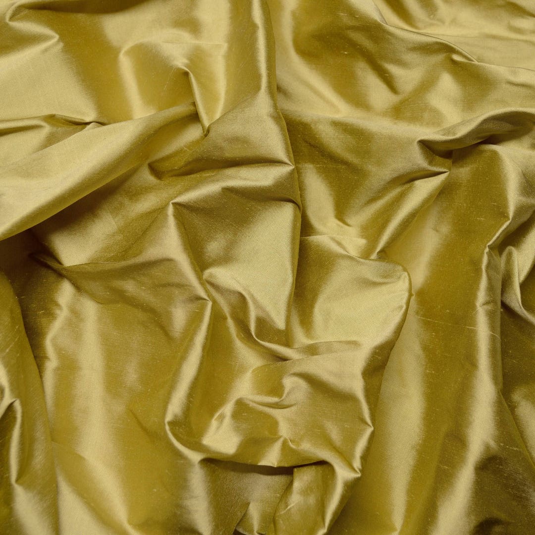 Iridescent Kiwi Green Shantung Silk, 100% Silk Fabric, 54" Wide, by the ...