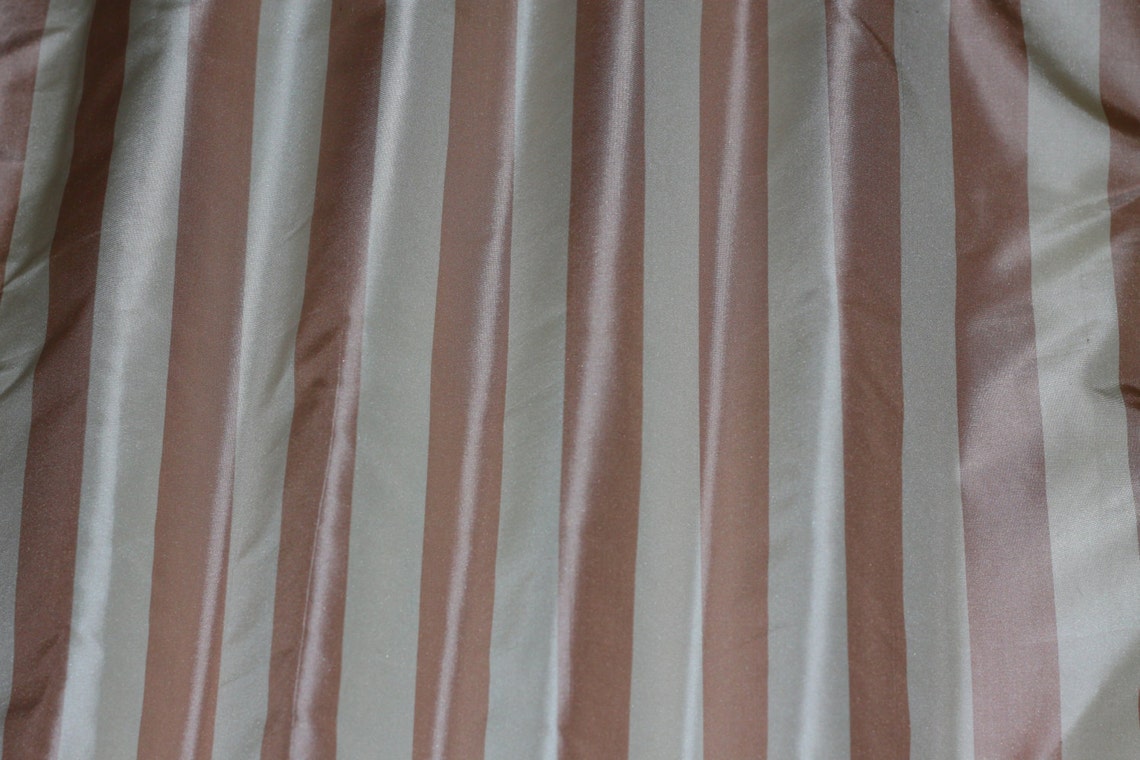 Cream & Pink Vertical Stripes on 100% Silk Taffeta 54 | Etsy