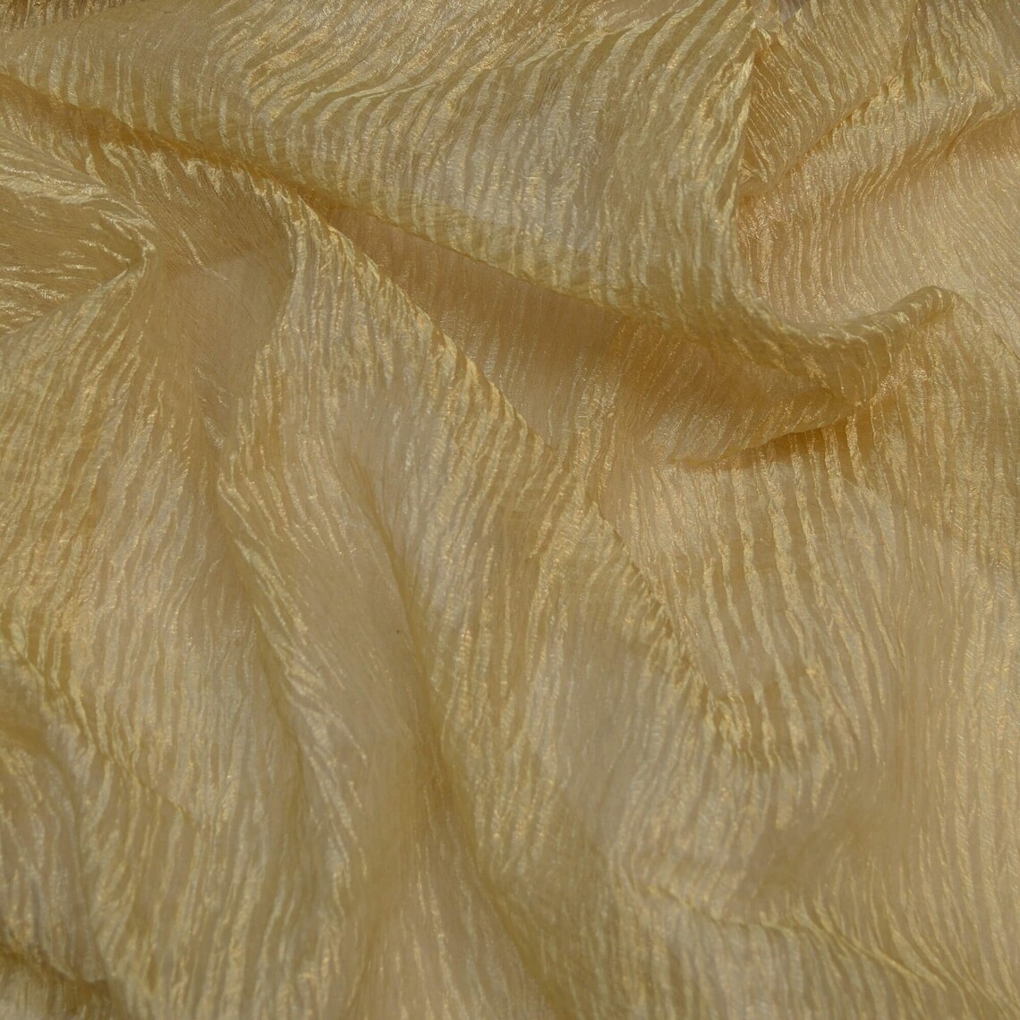White/gold Crinkled Metallic Silk Organza Fabric, Silk/metallic Fabric ...