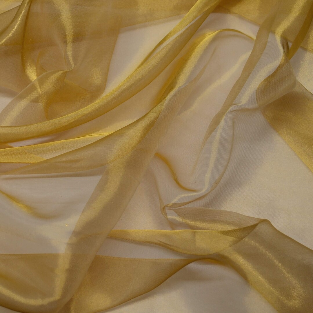 Deep Yellow Gold Metallic Silk Organza, Silk/metallic Fabric, 1.25 Yard ...