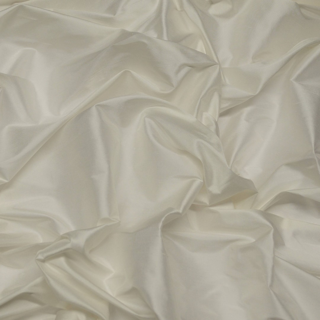 Iridescent Ivory White Shantung Silk, 100% Silk Fabric, 54" Wide, by ...