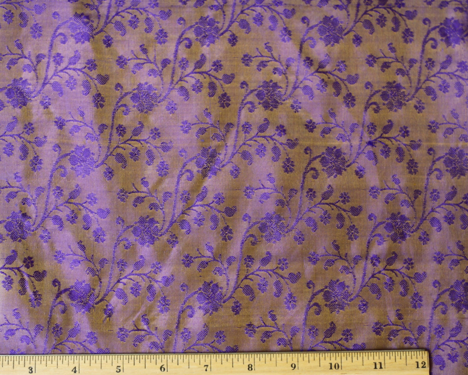 Purple Tissue Taffeta Jacquard 100% Silk Fabric 44 - Etsy
