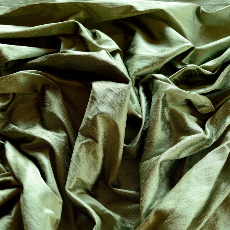 Iridescent Sage Green Dupioni Silk 100% Silk Fabric 44 - Etsy