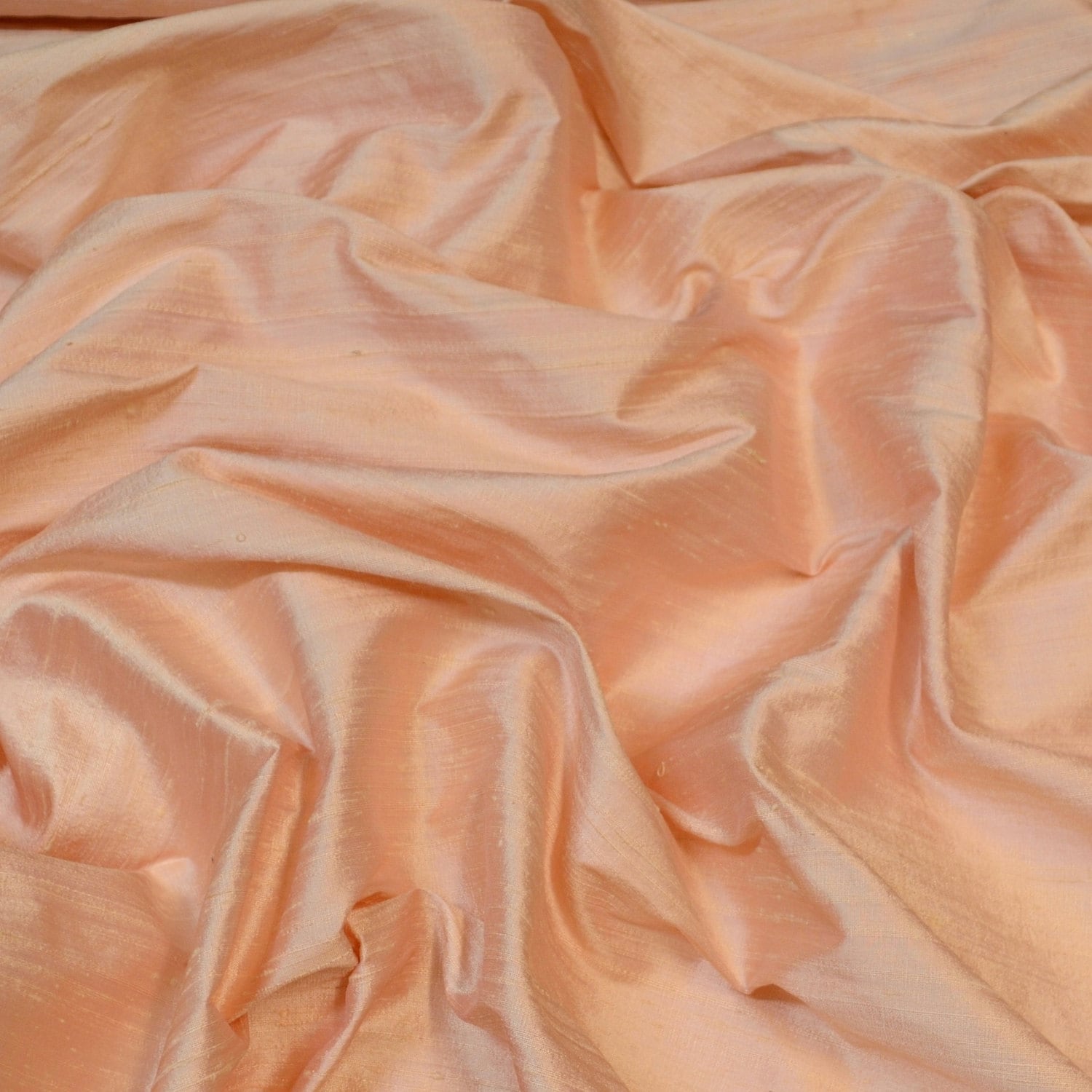Iridescent Peach Blossom Dupioni Silk, 100% Silk Fabric, 54" Wide, by ...